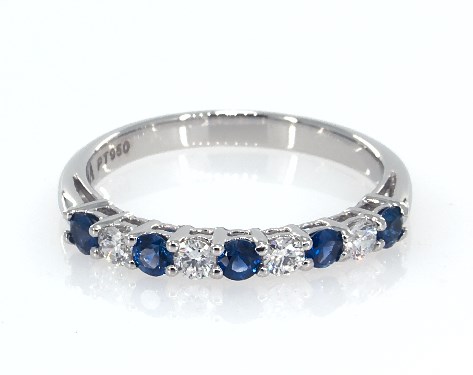 Platinum Sapphire and Diamond Nine Stone Anniversary Ring-12195p