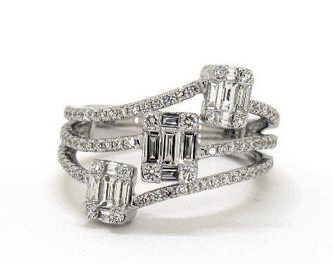 18K White Gold Illusion Trio Ring-11401w