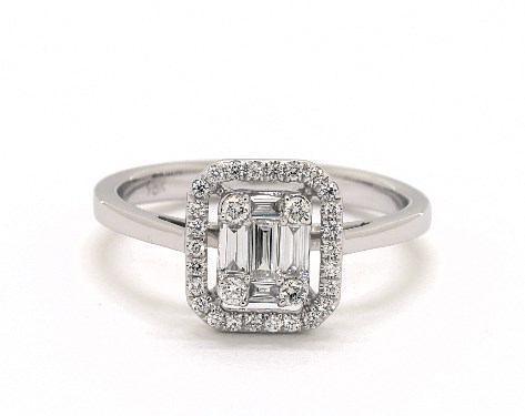 18K White Gold Illusion Halo Ring-11404w