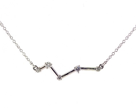 14K White Gold Constellation Bar Diamond Necklace