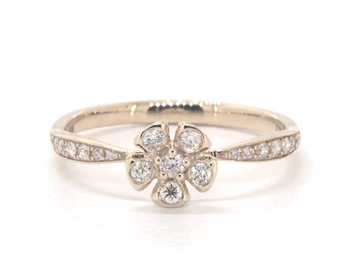 14K Yellow Gold Geometric Flower Diamond Ring-81222y14