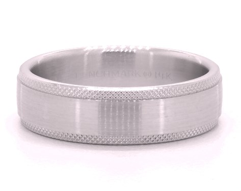 wedding rings, mens carved, 18k white gold 65mm comfort fit satin ...