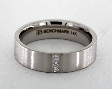 14K White Gold 6mm Recessed Diamond Wedding Ring
