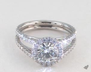engagement rings, halo, 14k white gold open split shank diamond ...