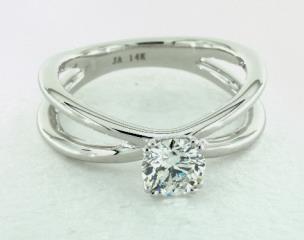 14K White Gold Criss Cross Diamond Solitaire | 17975W14