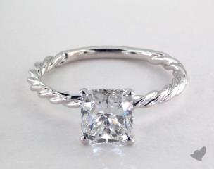 14K White Gold Cable Solitaire Engagement Ring | 17970W14