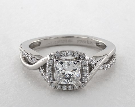 0.70 Carat Princess Cut Halo Engagement Ring in Platinum - 1731561