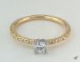 18K Yellow Gold Thin French Cut Pavé Set Diamond Engagement Ring-17158y