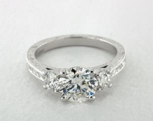 engagement rings, three stone, 14k white gold hand engraved james allen ...