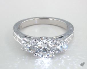 engagement rings, three stone, 14k white gold hand engraved james allen ...