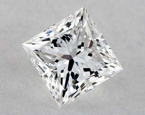 14K White Gold Three Stone Princess Shaped Blue Sapphire Engagement Ring