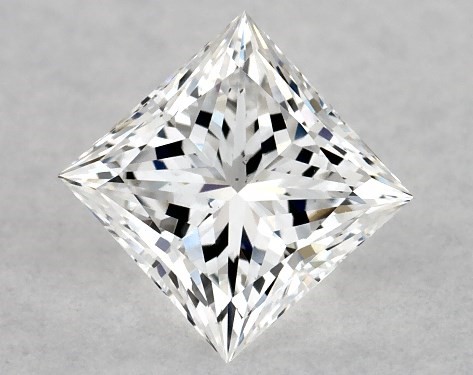 14K White Gold Princess Shape Trio Diamond Engagement Ring