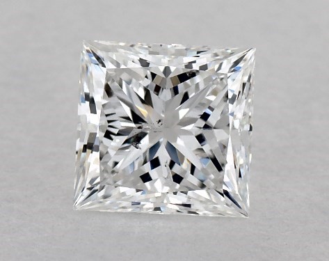 14K White Gold Three Stone Princess Shaped Blue Sapphire Engagement Ring