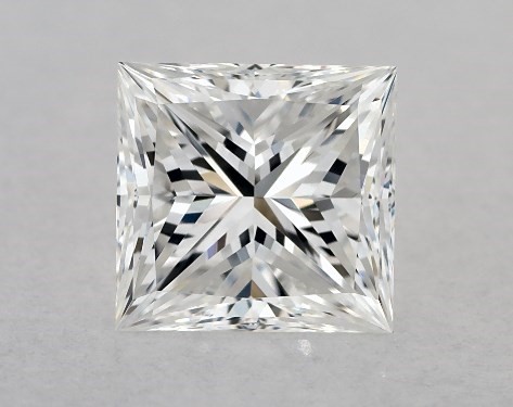 14K White Gold Bezel Set Princess Shaped Diamond Solitaire Ring
