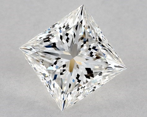 14K White Gold Engraved Princess Shaped Diamond Engagement Ring